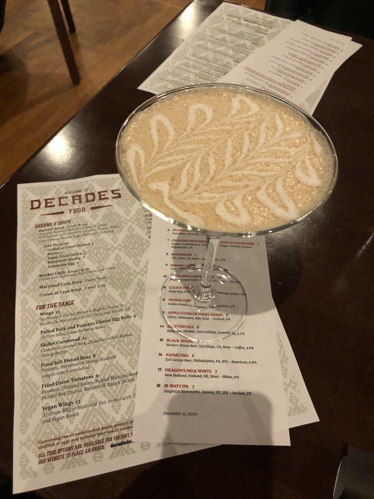 Menu at Decades pub & bar, Lancaster