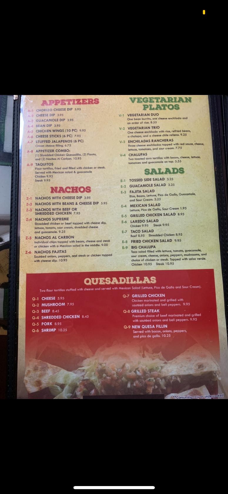 Menu at Laredo's Mexican Restaurant, Macclenny