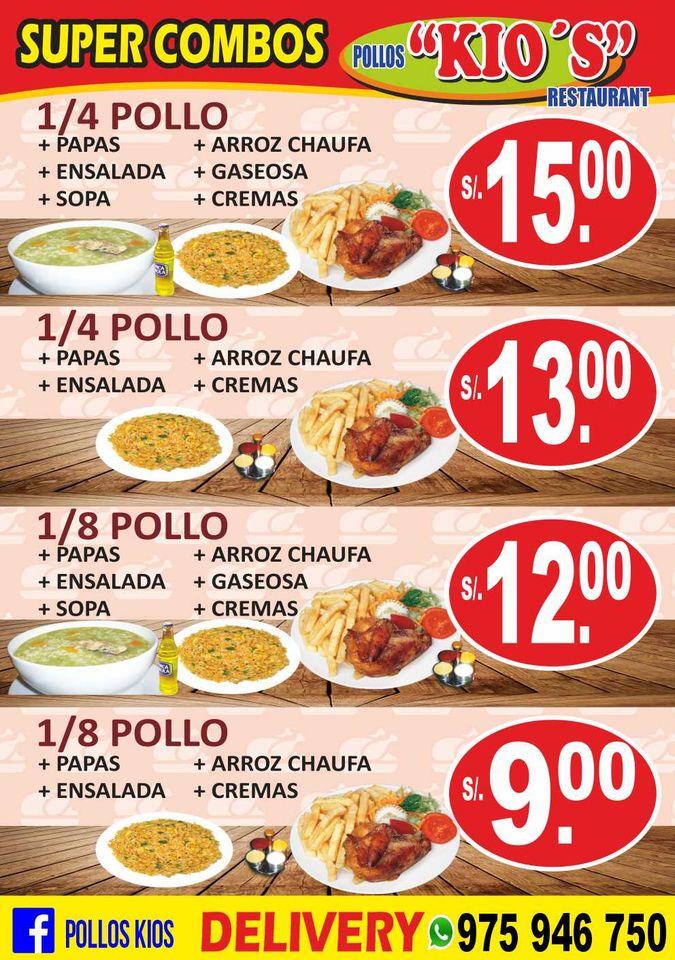 Menu at Pollos KIOS" restaurant, Lima