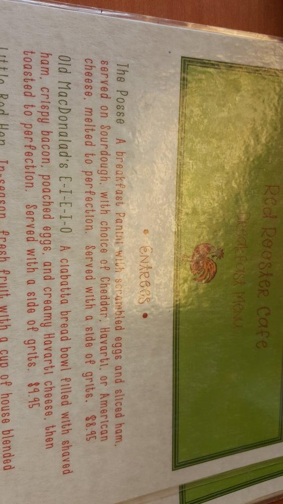 Menu at Red Rooster Cafe, Beaufort, Boundary St