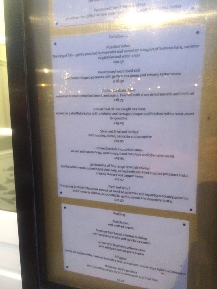 Menu at River House restaurant, Inverness, 1 Greig St
