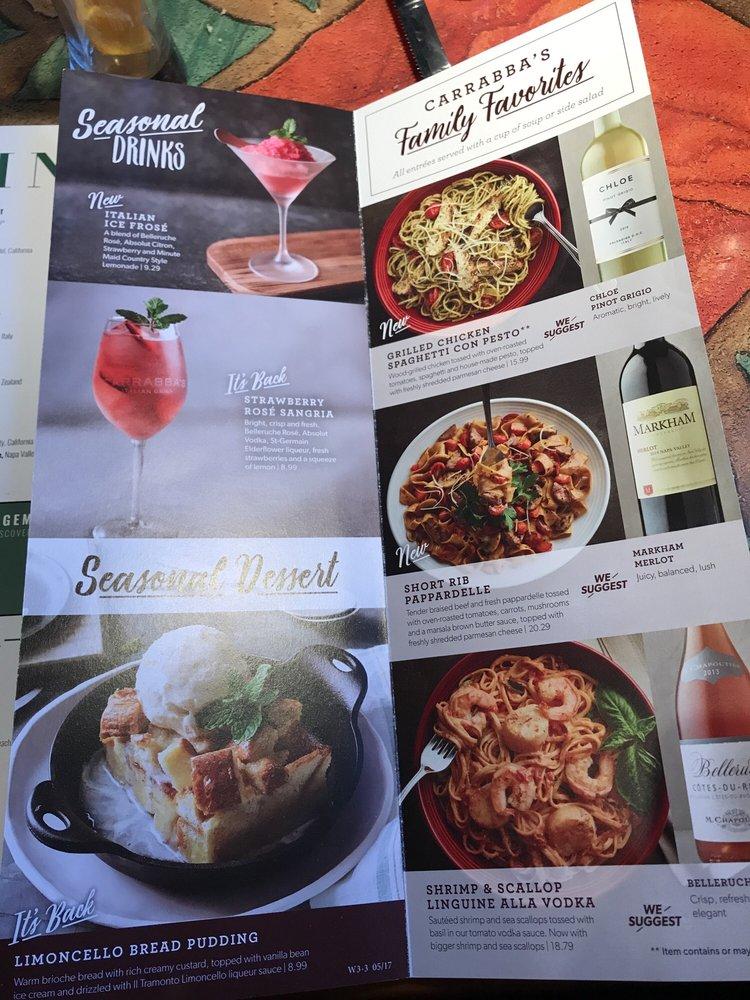 Menu at Carrabba's Italian Grill restaurant, Oro Valley, N Oracle Rd
