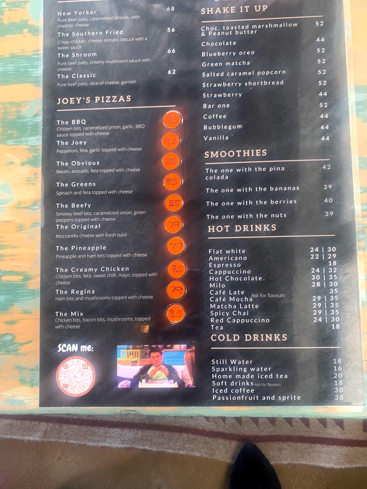 Speisekarte von Central Perk Coffee restaurant, Südafrika