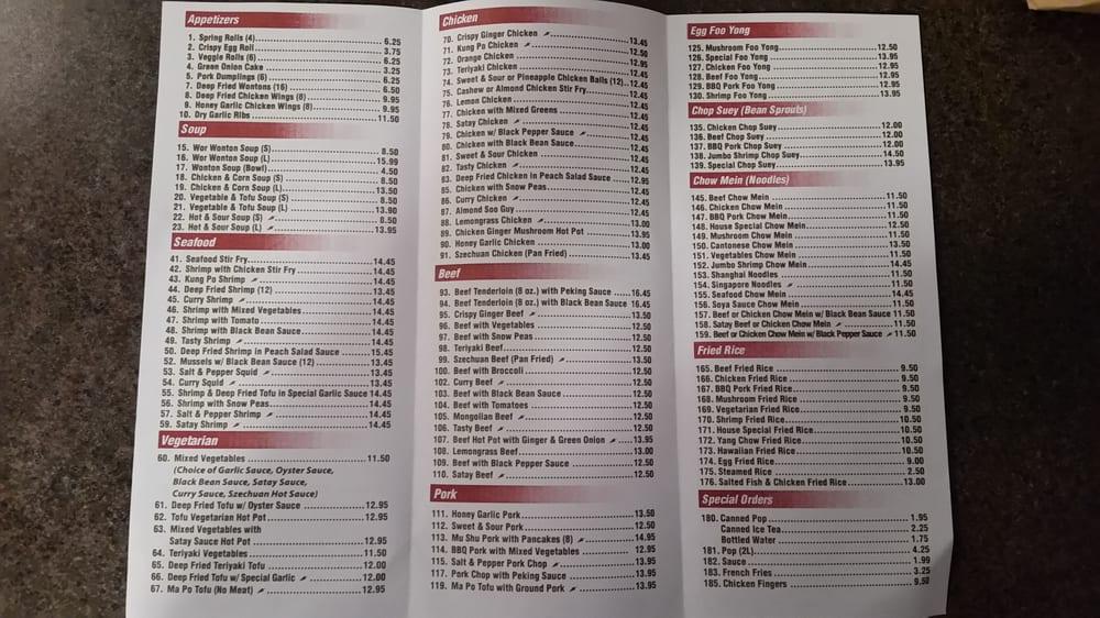 Menu at Chan Can Wok restaurant, Edmonton