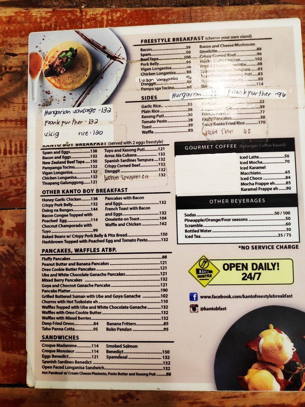Menu at Kanto Freestyle Breakfast Morato restaurant, Quezon City, J2HM+QH4