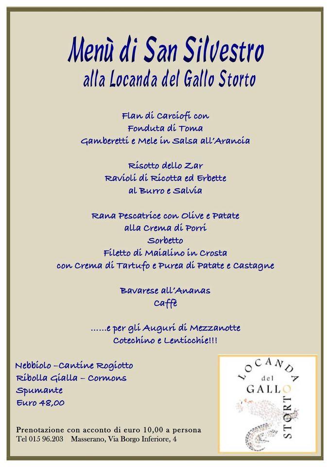 Menu at Locanda del Gallo Storto restaurant, Masserano