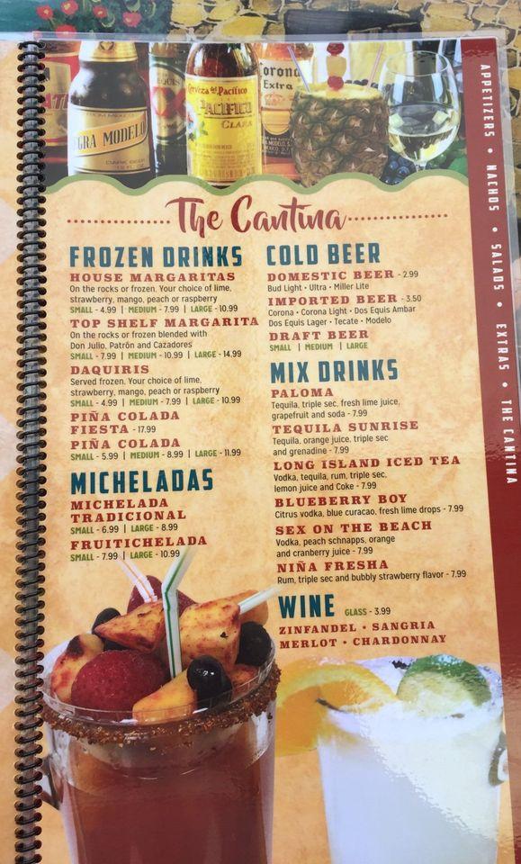 Menu at Mi Mexico restaurant, Logansport
