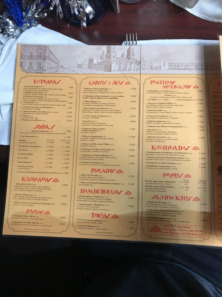Carta de cafetería Sanborns Madero, Ciudad de México, Av Francisco I ...