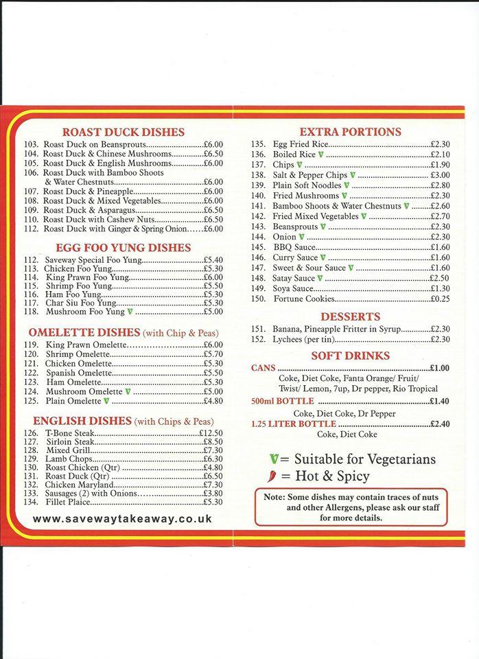 Menu at Saveway fast food, Banbury