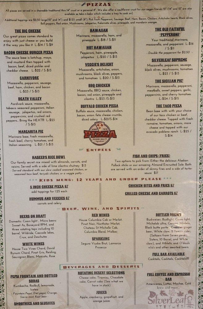Menu at Silverleaf Café pub & bar, Redmond