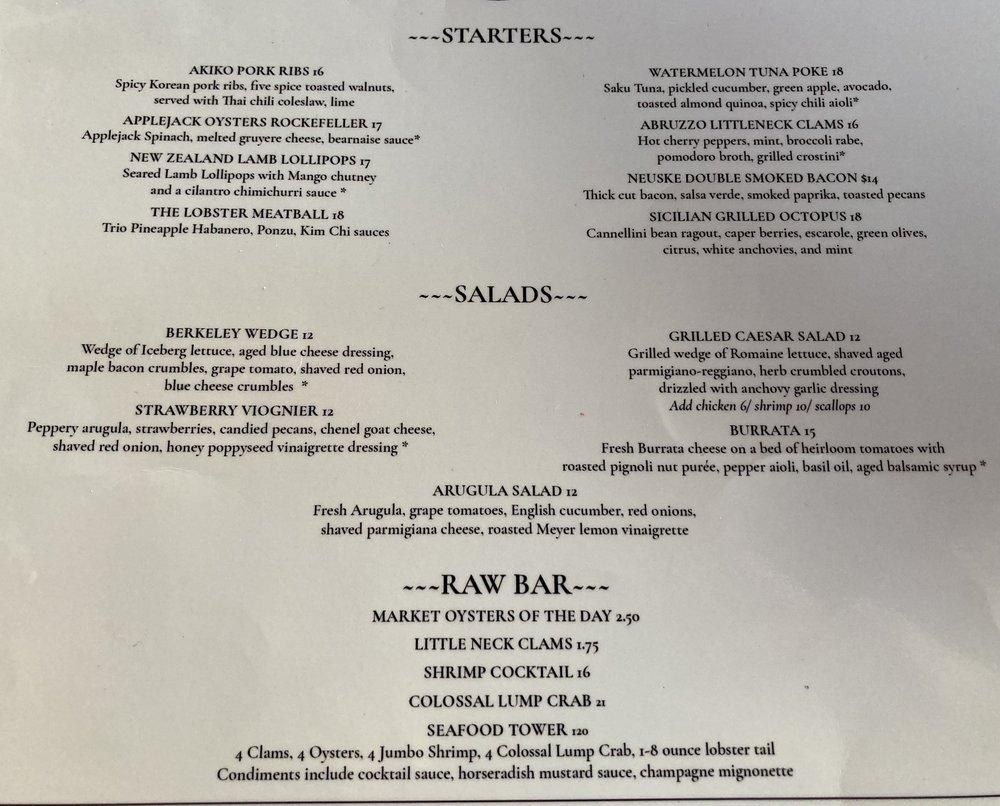 Menu At Berkeley Cut Steakhouse Seaside Park Menu At Berkeley Cut Steakhouse Seaside Park