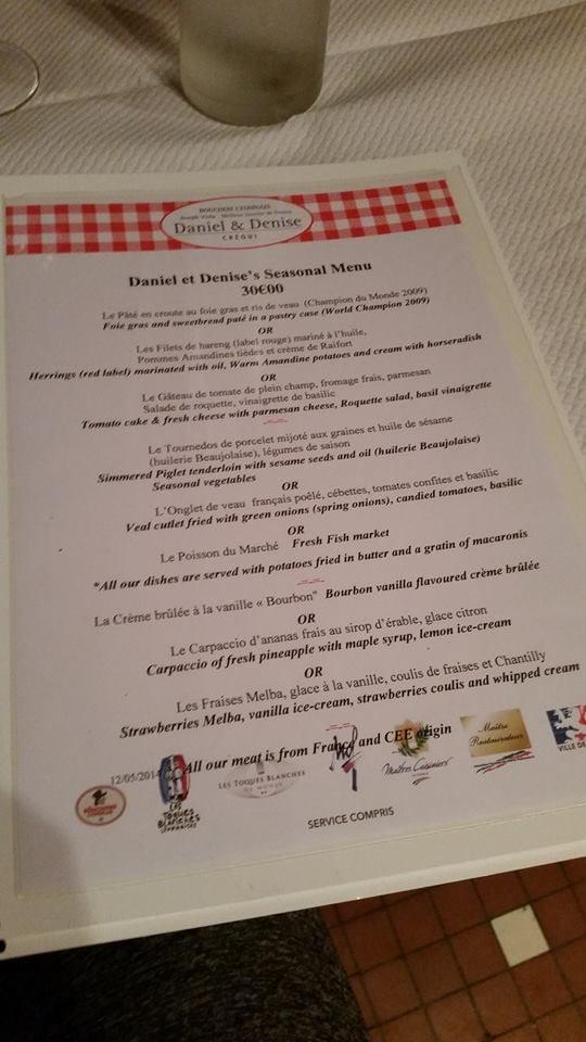 Menu at Daniel et Denise Créqui - Bouchon Lyonnais restaurant, Lyon