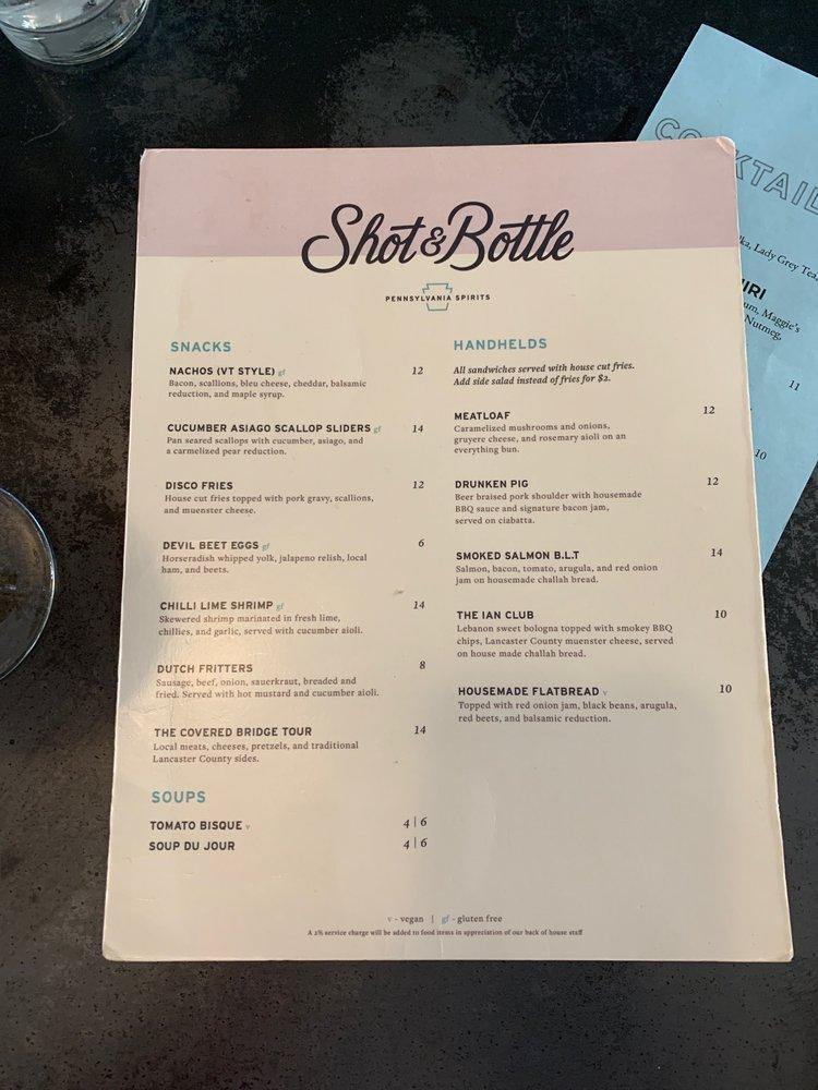 Menu at Shot & Bottle pub & bar, Lancaster