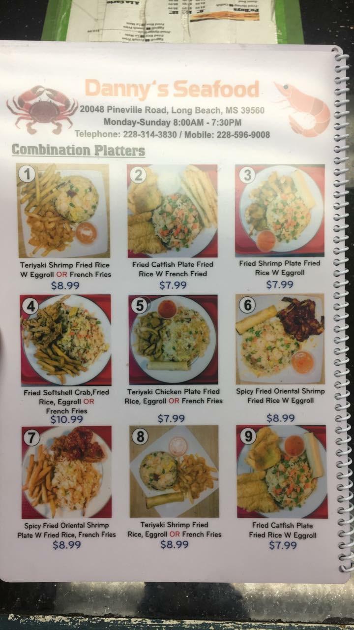 Menu at Danny's Seafood restaurant, Long Beach