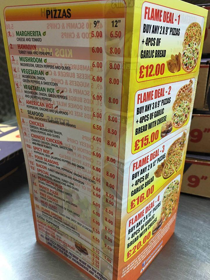 Menu at FLAME KEBAB AND PIZZA fast food, West Byfleet