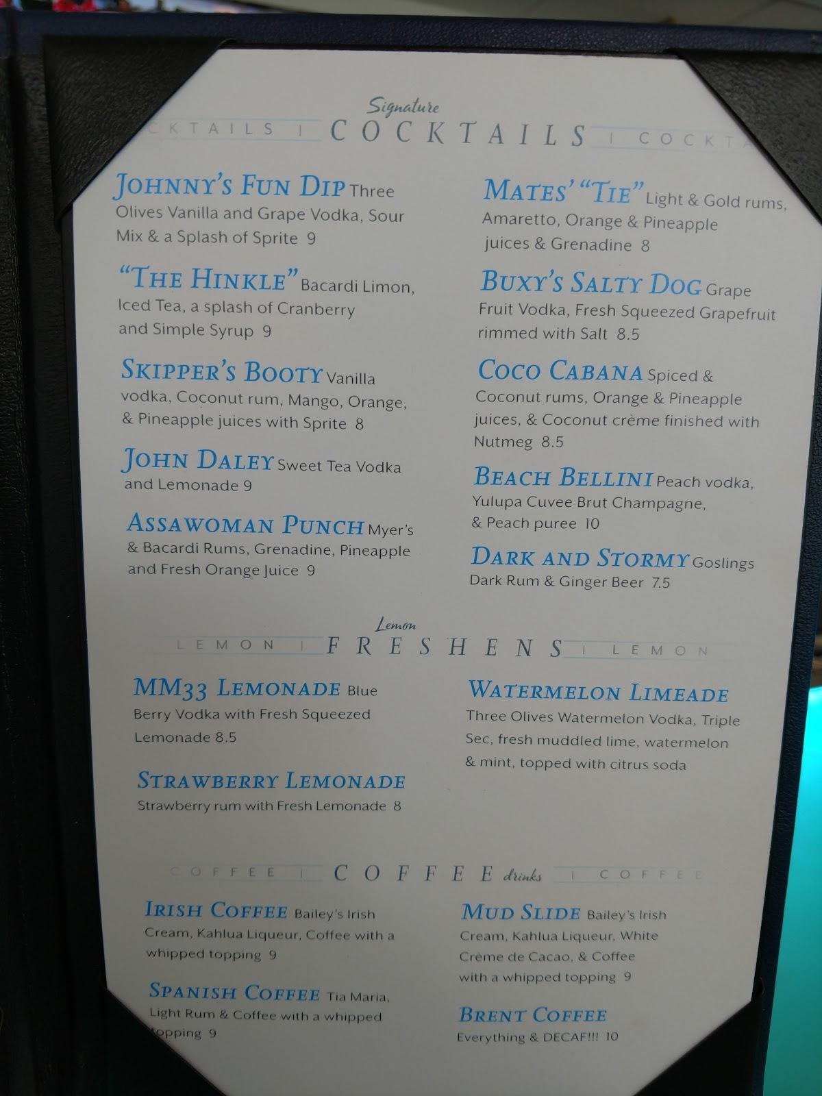 Carta de Marlin Moon Restaurant, Ocean City