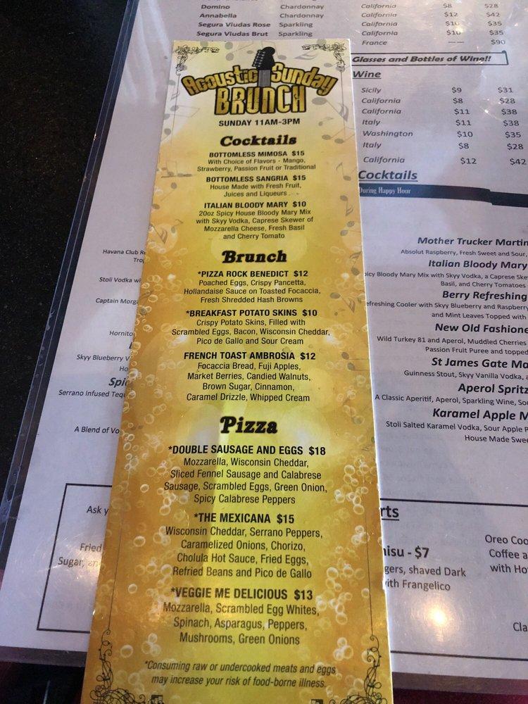 Menu at Pizza Rock pub & bar, Las Vegas, 201 N 3rd St