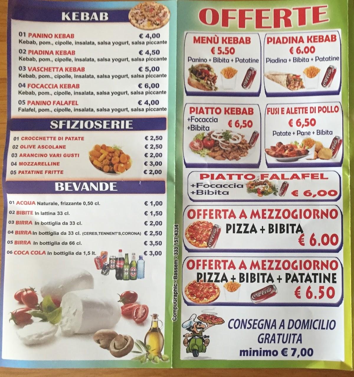 Menu at K & J pizzeria, Monza