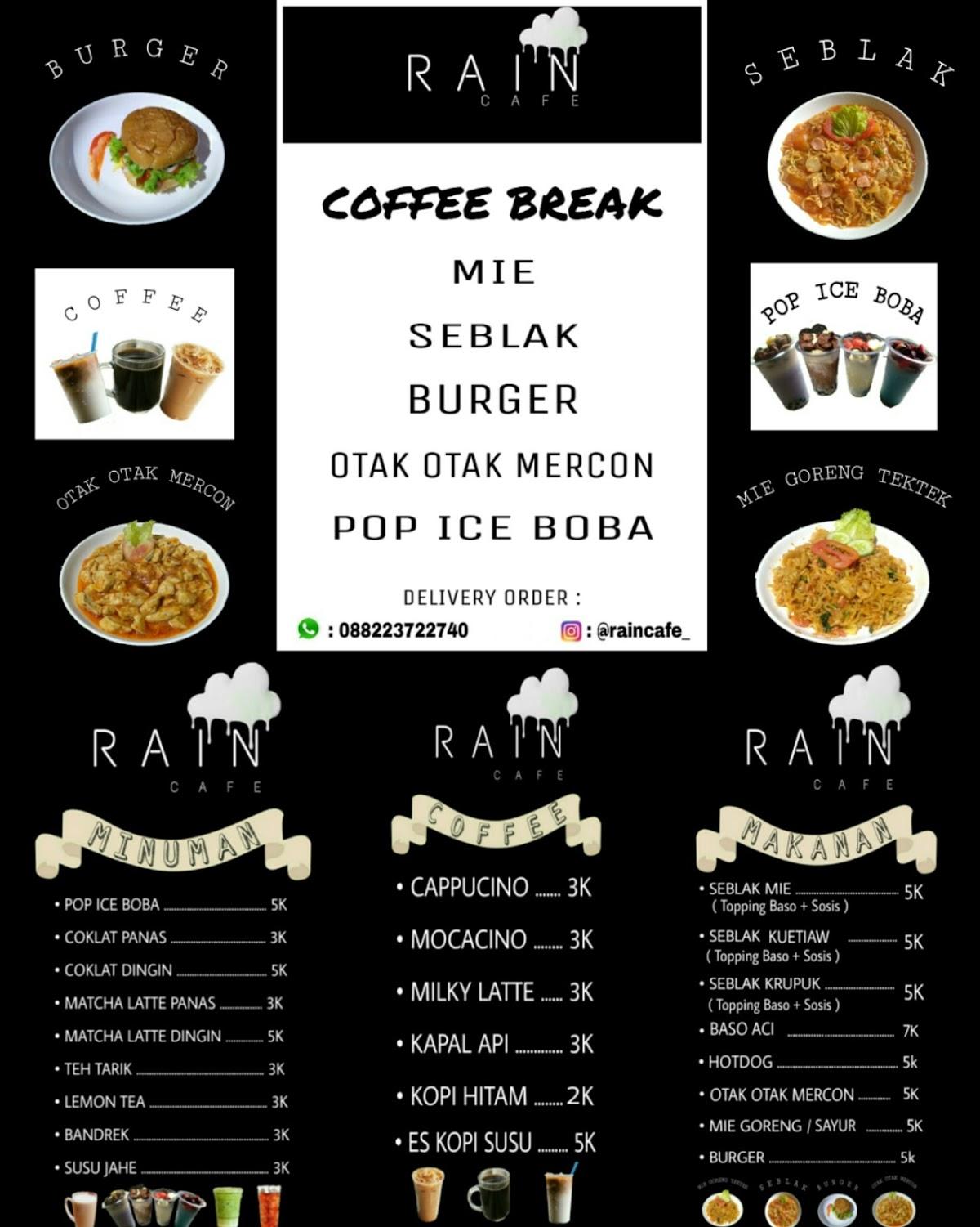 Menu at Rain Cafe, Cibadak