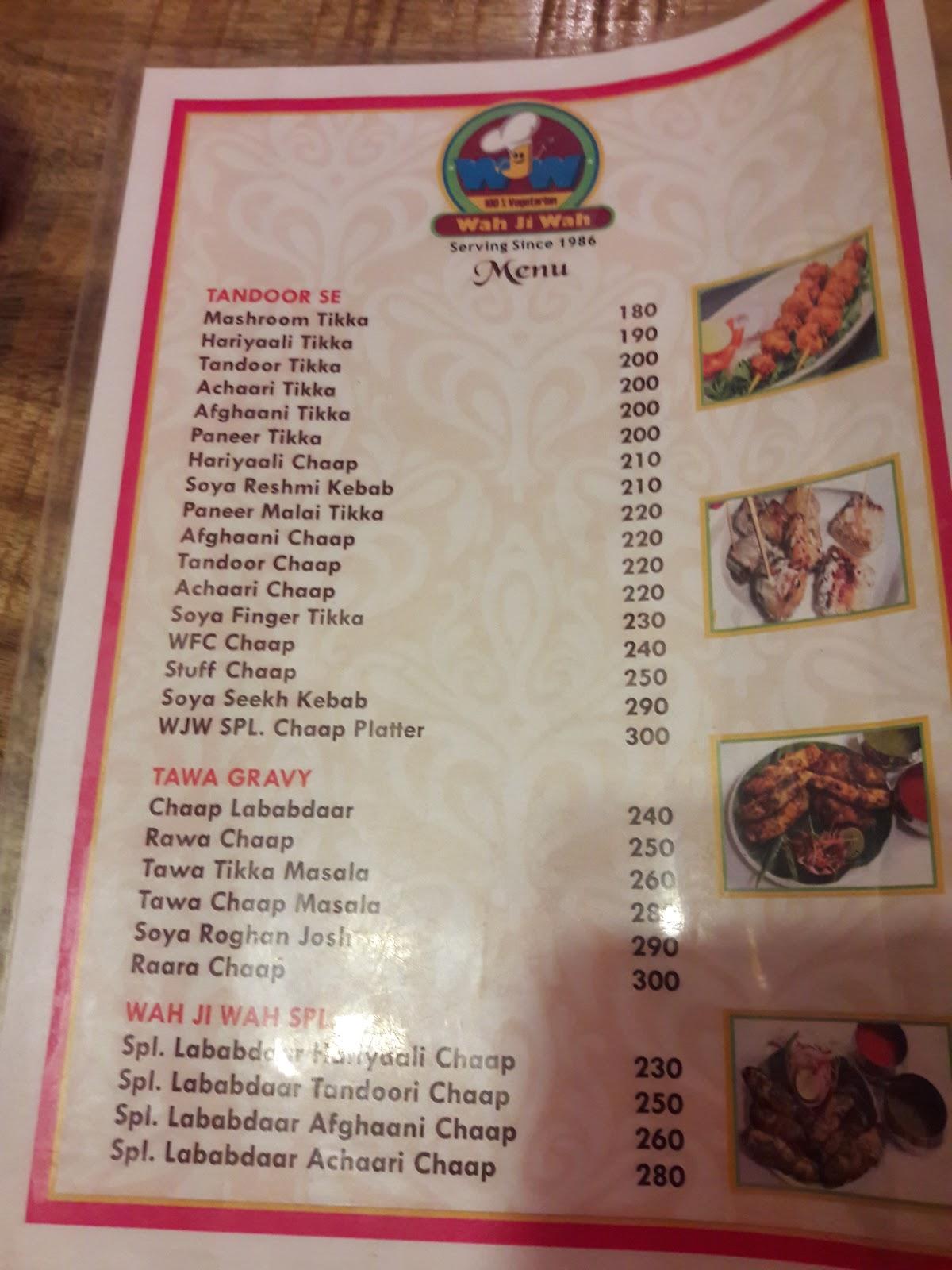 Menu at Wah Ji Wah Pure Veg Family Restaurant, Jodhpur, The Belgian ...