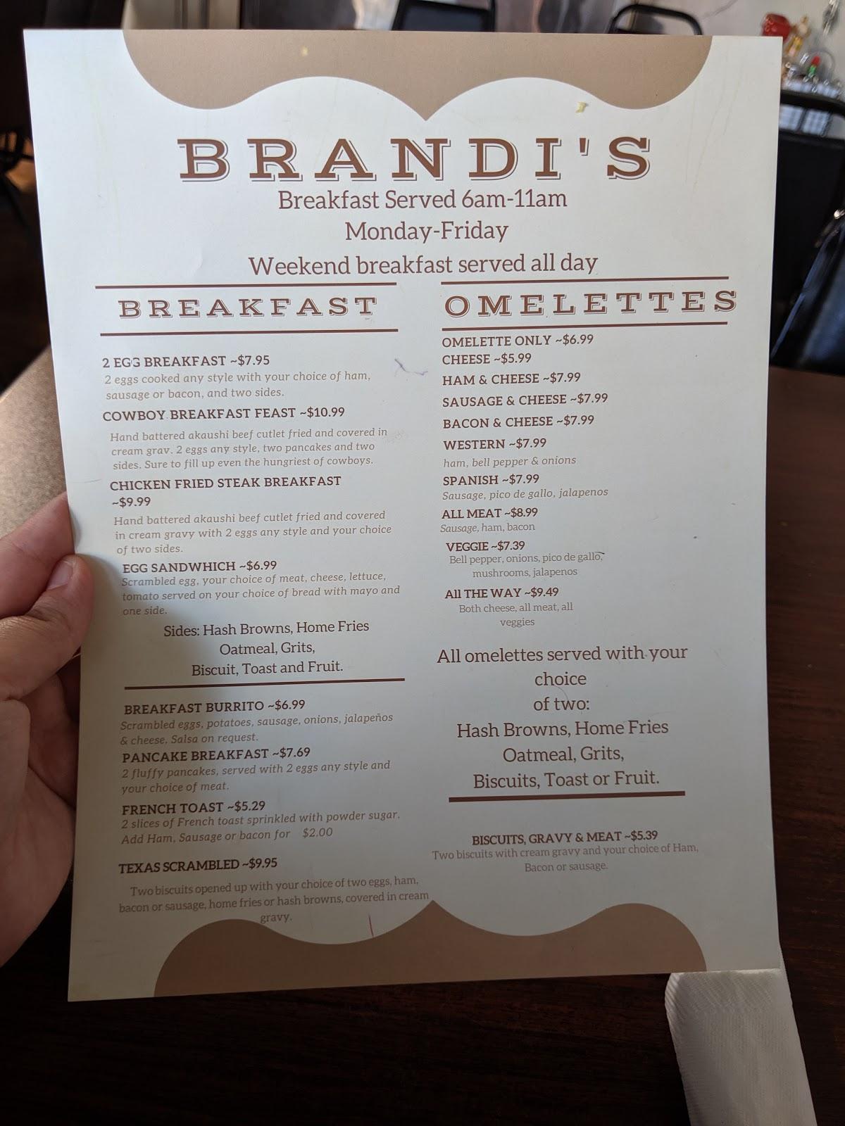Menu at Brandi's Country Kitchen restaurant, Decatur, 112 W Walnut St