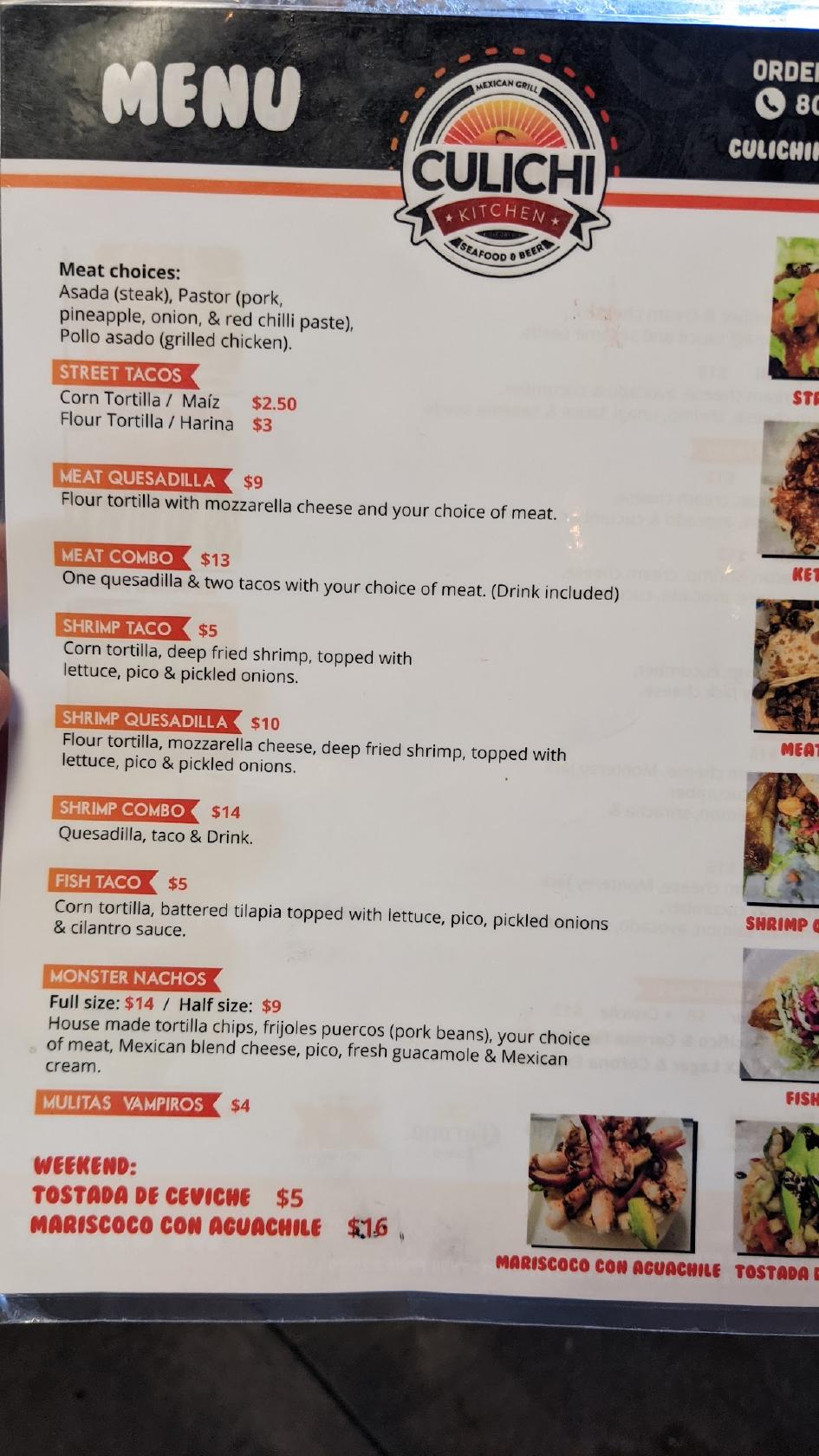 Menu at Culichi Kitchen Orem restaurant, Orem, S State St Ste 103