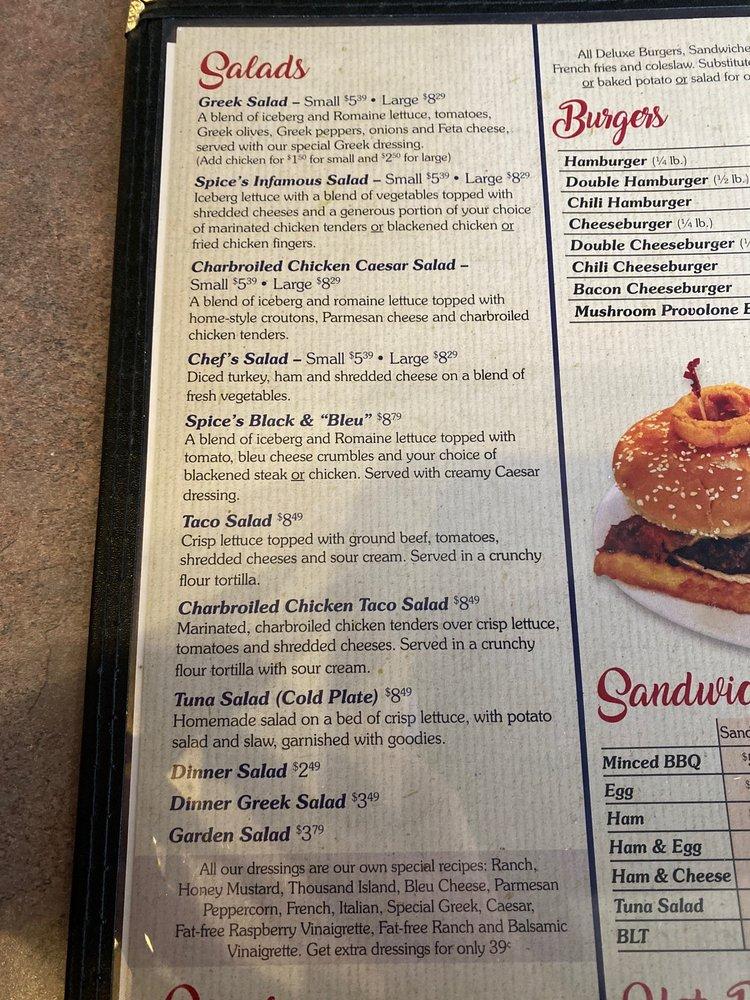 Menu at Spice Diner restaurant, Simpsonville