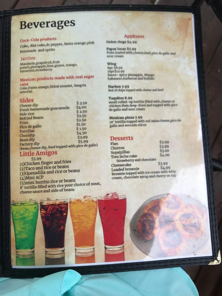 Menu at The Taco Factory restaurant, Rockingham