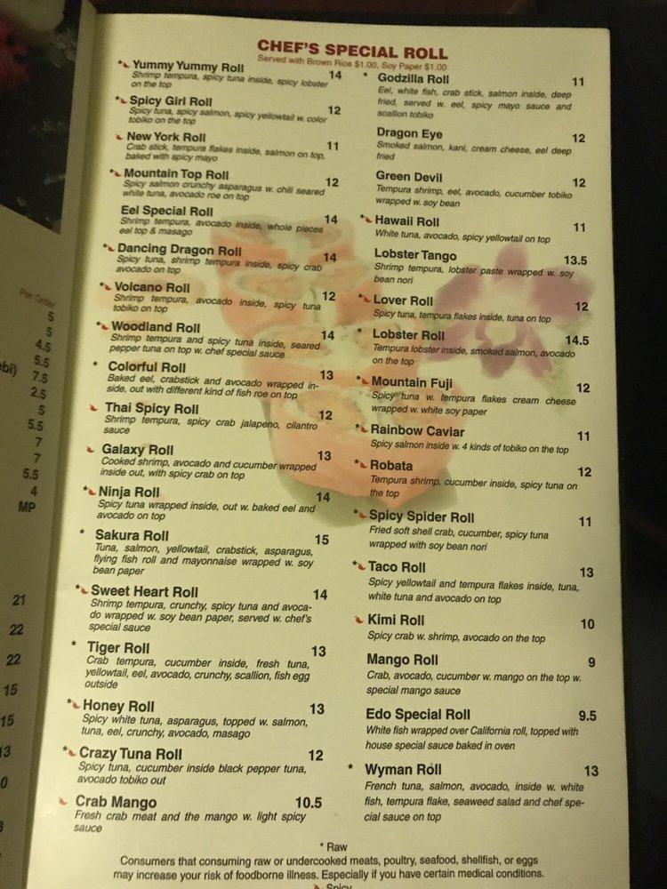 Menu at Edo Ichi Sushi & Hibachi Steakhouse, Wethersfield