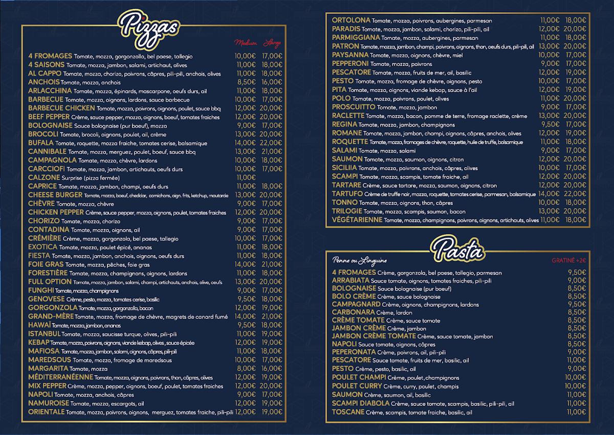 Menu at IL NESSO PIZZA-PASTA, Namur