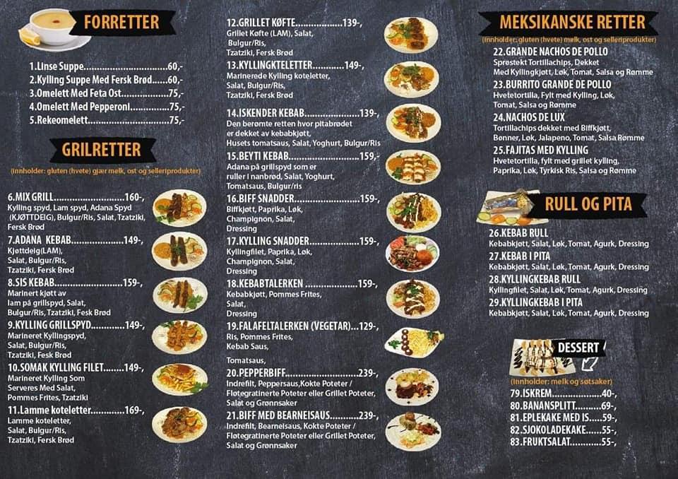 Menu at Istanbul Steak House restaurant, Sauda