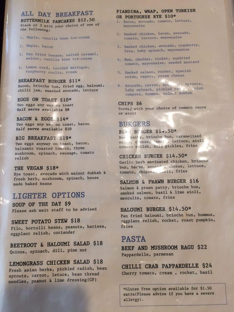 Menu at Juniper and Pine Cafe Restaurant, Brighton