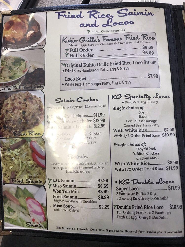 Menu at Kuhio Grille - Home Of The Famous 1lb Laulau restaurant, Hilo ...