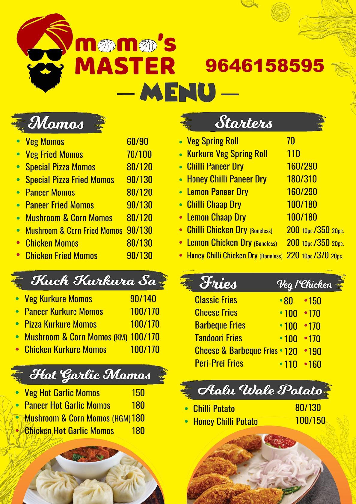 Menu at Momos Master, Zirakpur