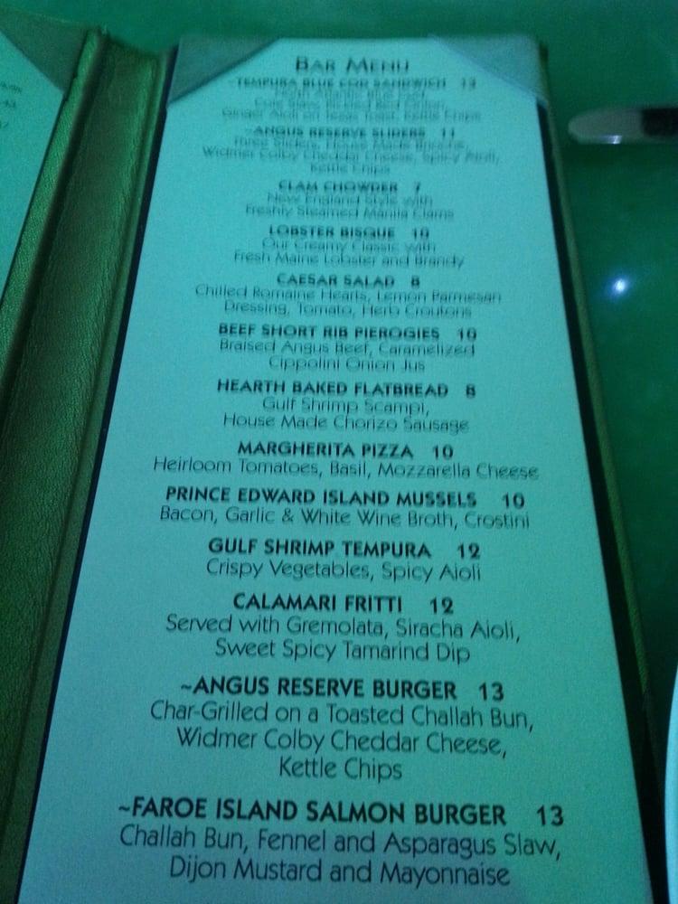 Menu at Pier W restaurant, Lakewood