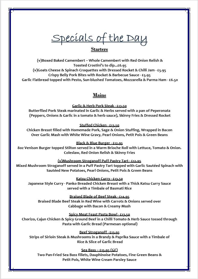 Menu at The Three Crowns pub & bar, Barrow upon Soar, Three Crowns