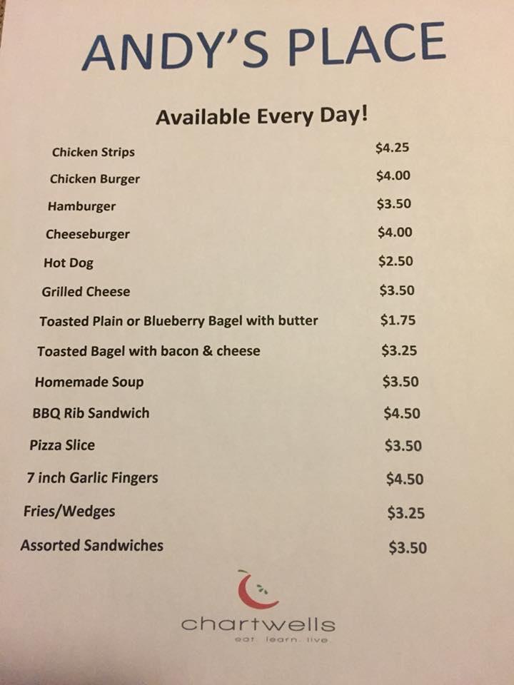 Menu at Chartwells at St. James Regional High cafeteria, Channel-Port ...