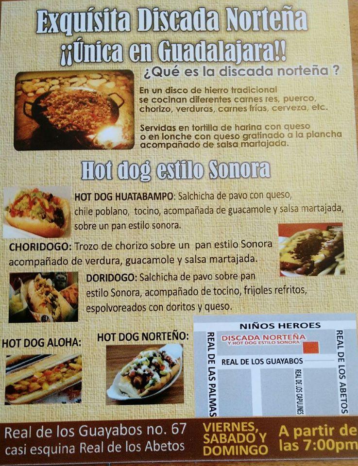 Menu at Discada Norteña UNICA en Guadalajara restaurant, Tlaquepaque