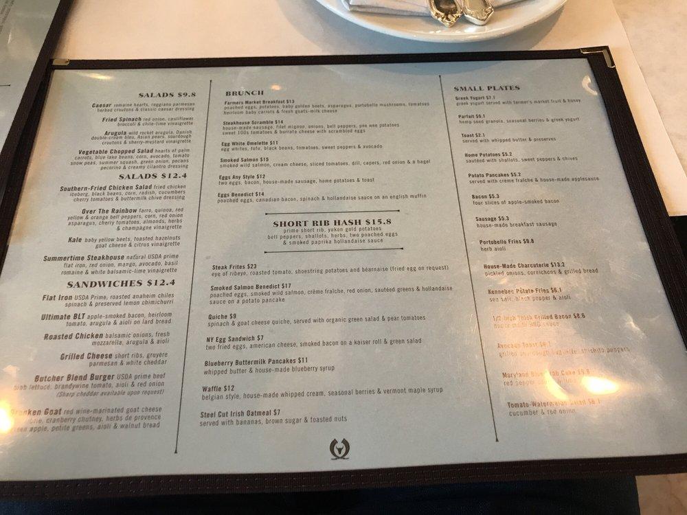 Menu at Echo & Rig Butcher and Steakhouse, Las Vegas