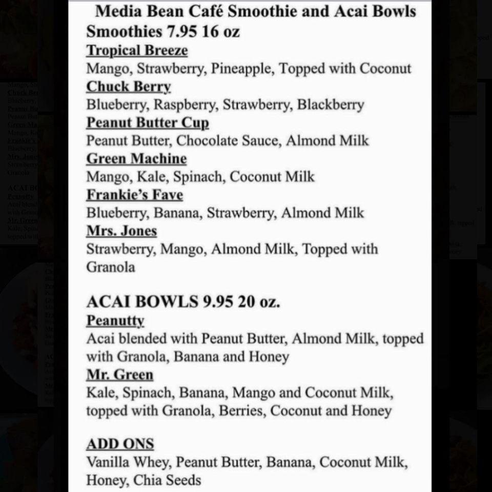 Menu at Media Bean Co restaurant, Media