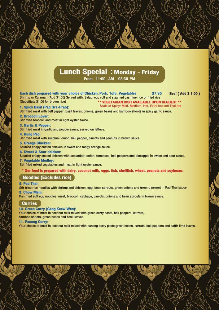 Menu at Thai Plates Cuisine restaurant, Mesa