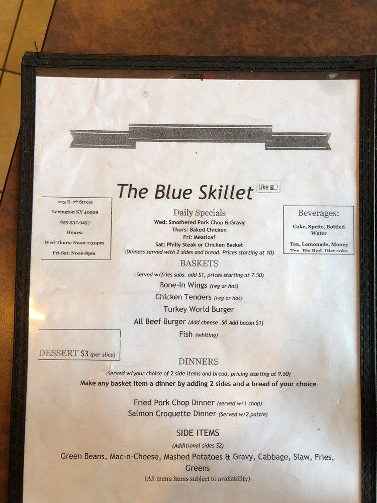 Menu at Blue Skillet restaurant, Lexington