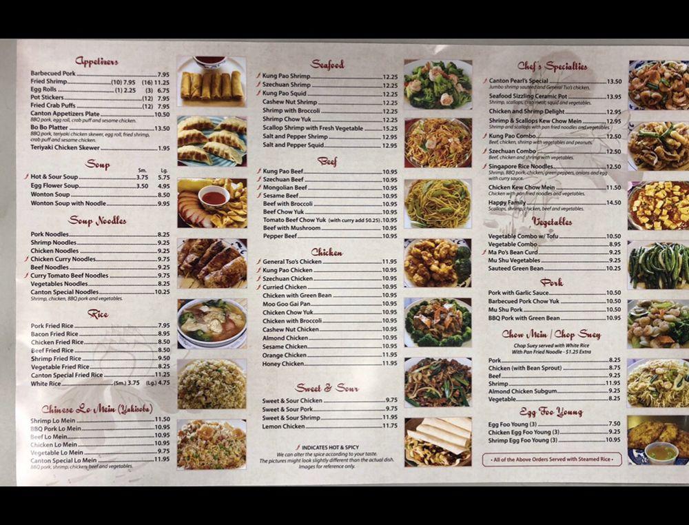 Menu at Canton Chinese Buffet restaurant, Vancouver