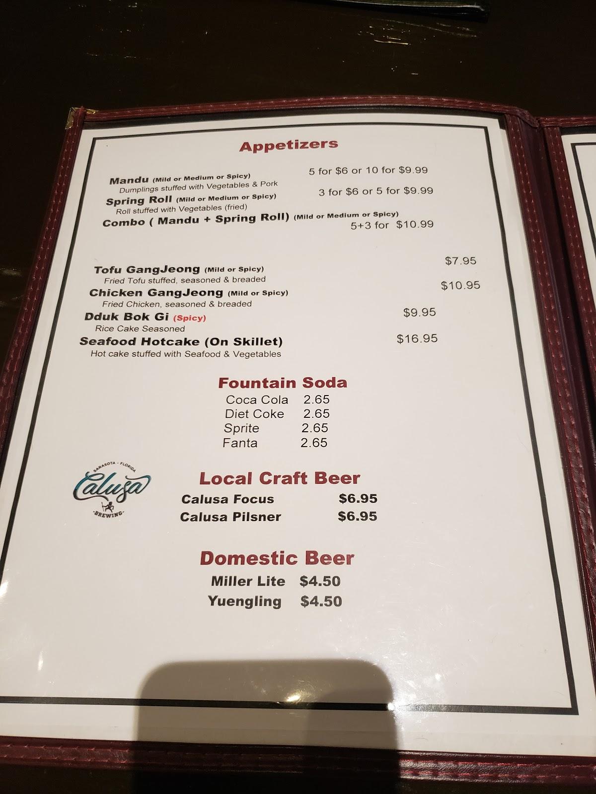 Menu at Charlie's Bulgogi BBQ, Sarasota
