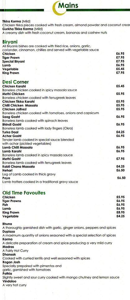 Menu at DESI Food restaurant, Cardiff