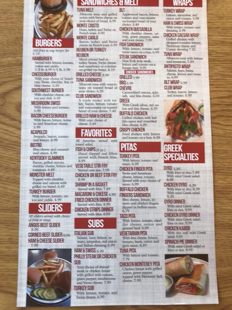 Menu at Howell Coney Island restaurant, Howell