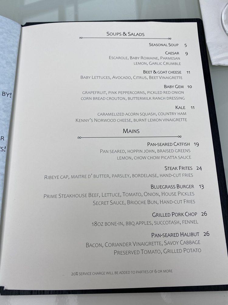 Menu at Infinity: Rooftop Restaurant + Bar, Lexington