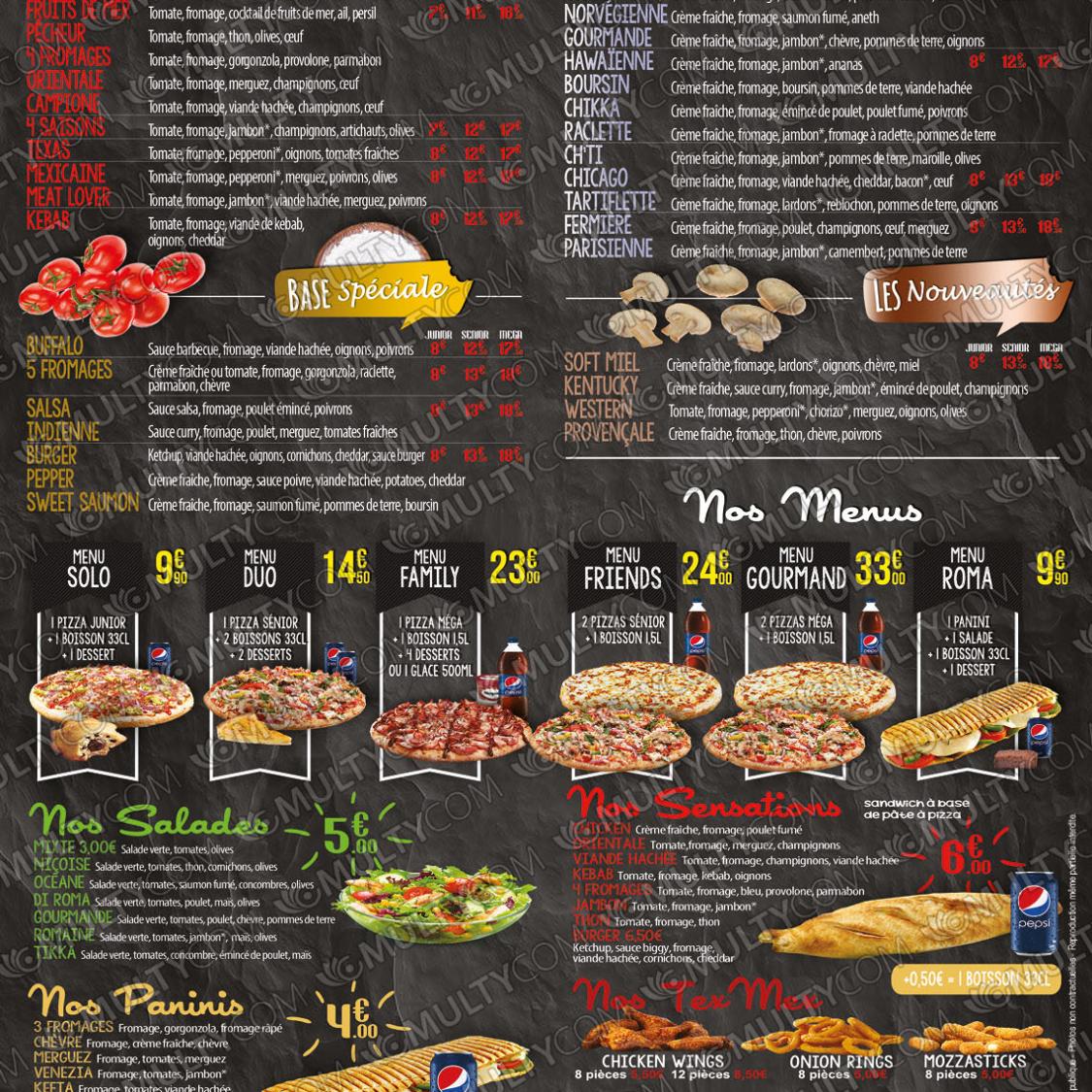 Menu au PIZZA ROMA restaurant, Bresles