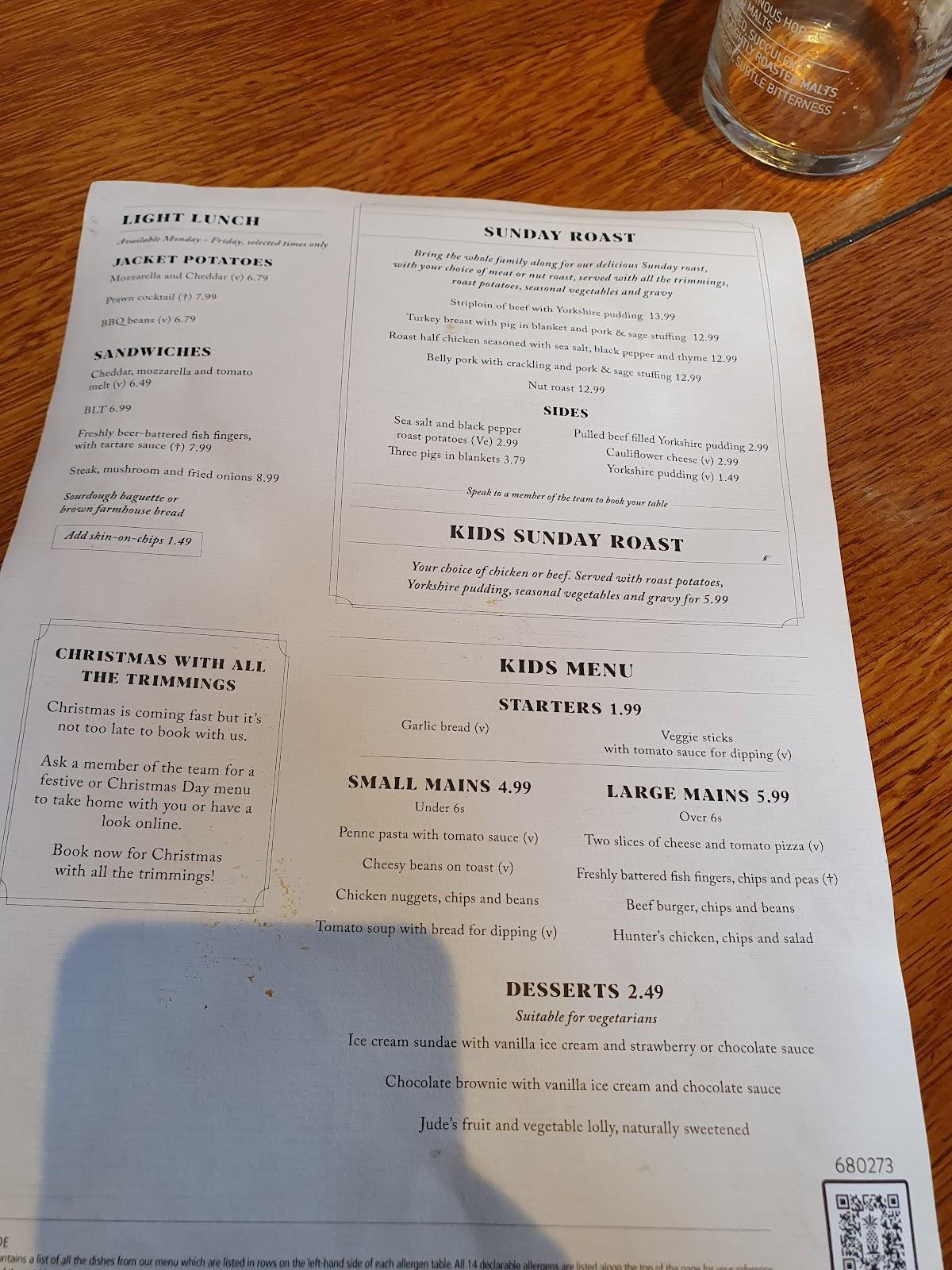 Menu at The Royal Oak pub & bar, Higher Kinnerton