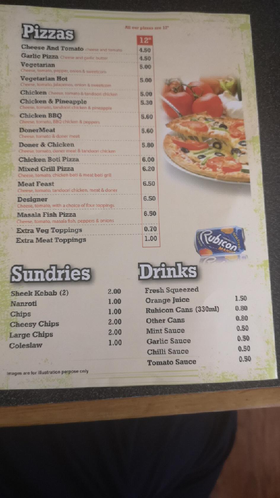 Menu at The Three Chefs fast food, Batley
